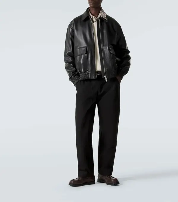 Studio Nicholson Piston Leather Blouson Jacket - Black