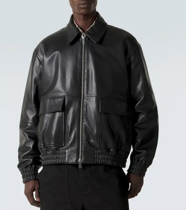 Studio Nicholson Piston Leather Blouson Jacket - Black