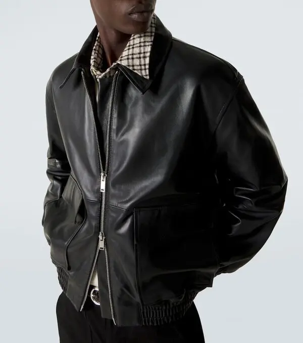 Studio Nicholson Piston Leather Blouson Jacket - Black
