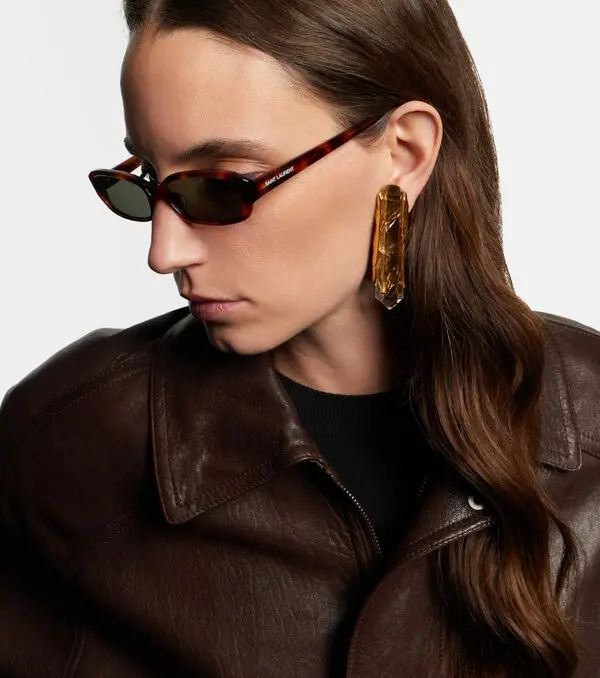 Saint Laurent Sl 872 Erin Rectangle Sunglasses - Brown