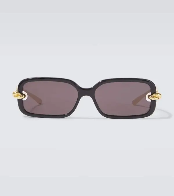 Bottega Veneta Knot Rectangular Sunglasses - Gold