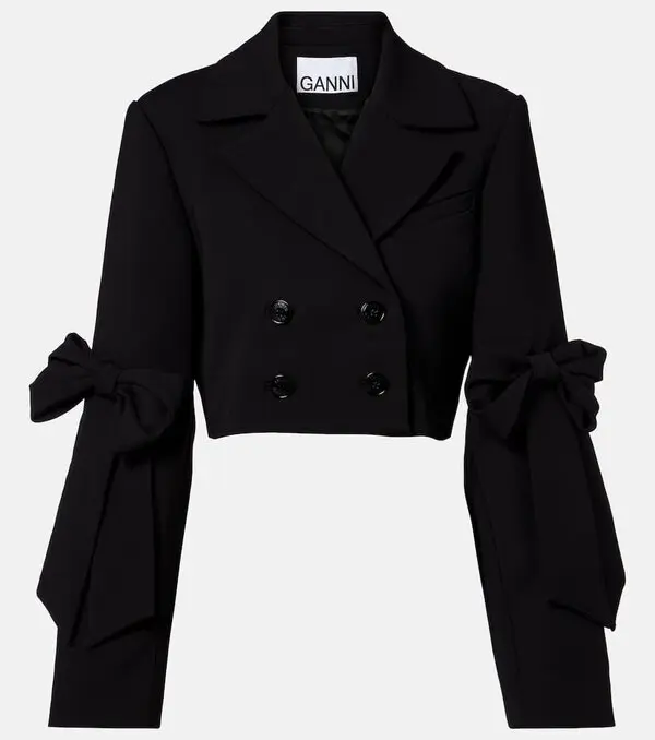 GANNI Double-breasted Cropped Blazer