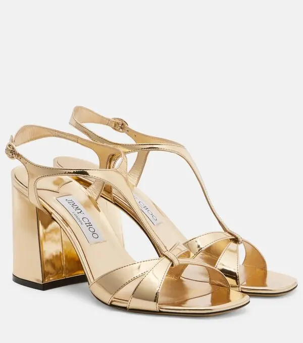 JIMMY CHOO Kesia Metallic Leather Sandals - Gold