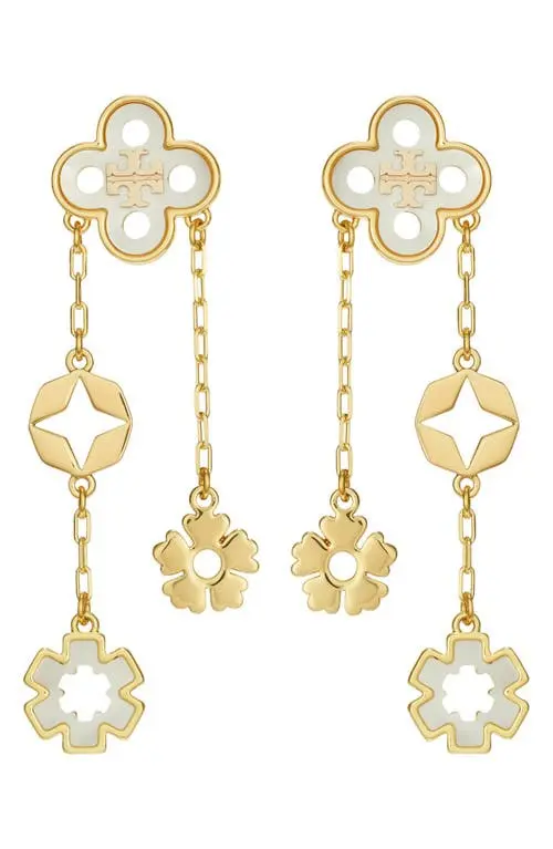 Tory Burch Forget Me Not Drop Earrings - Tory Gold/mother Of Pearl