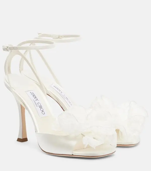 JIMMY CHOO Mimmi Ivory Satin Sandals - White