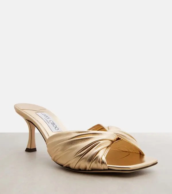 JIMMY CHOO Skye Metallic Leather Mules