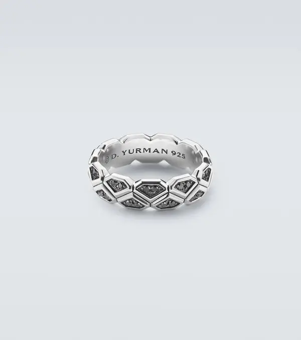 David Yurman Hex Ring With Black Diamonds - Silver