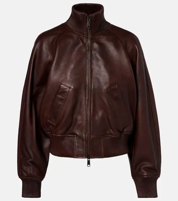 Polo Ralph Lauren Cropped Leather Blouson Jacket