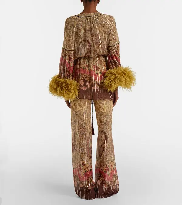 Valentino Garavani Printed Silk-blend Wide-leg Pants - Multicoloured