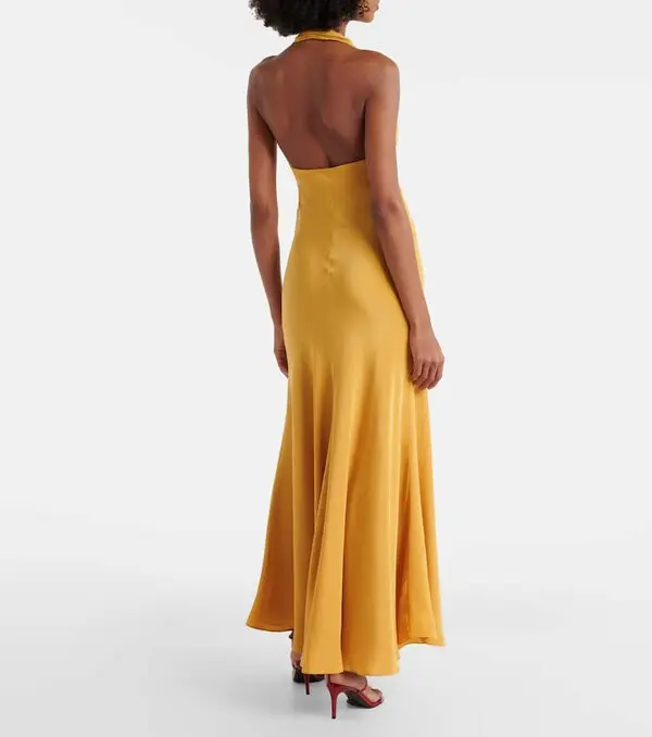 rodarte gold dress Chiara Silk Lamé Strapless Maxi Dress in gold