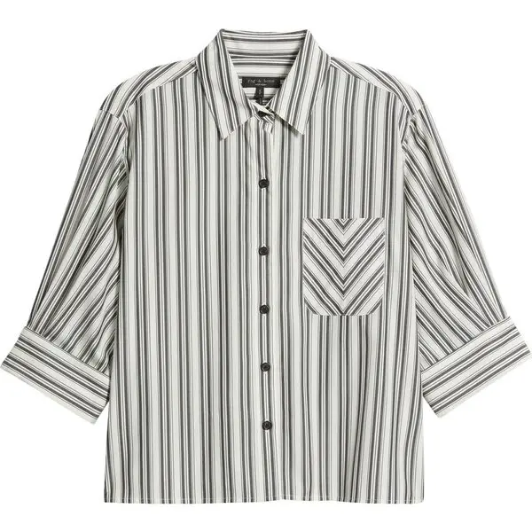 Rag & Bone Lucia Stripe Cotton Poplin Button-up Shirt - Charcoal Stripe