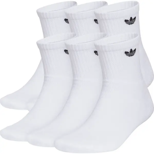 Adidas 6-pack Trefoil 2.0 Quarter Crew Socks - White