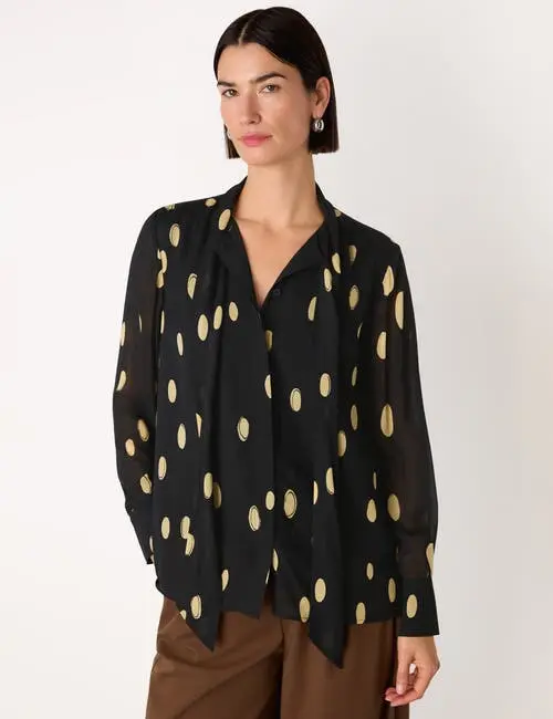 Whistles Oval Spot Frill Blouse