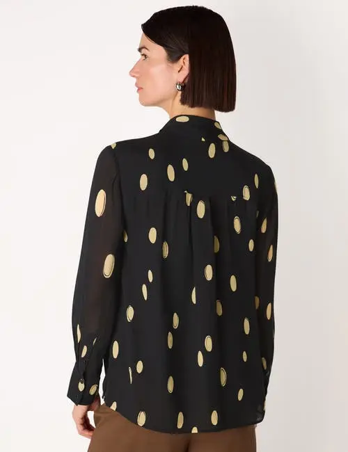 Whistles Oval Spot Frill Blouse