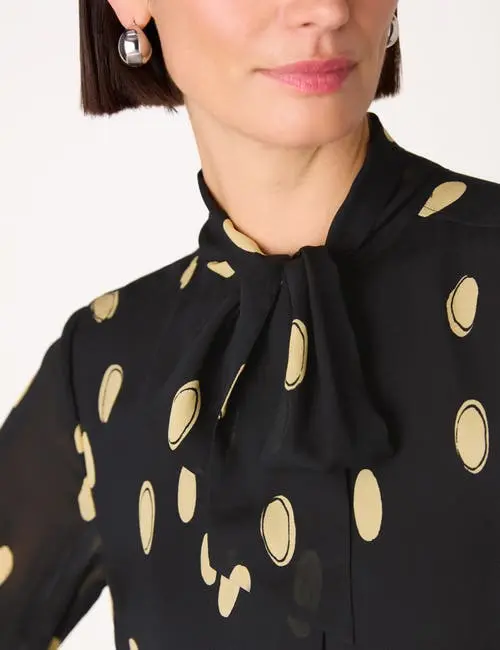 Whistles Oval Spot Frill Blouse