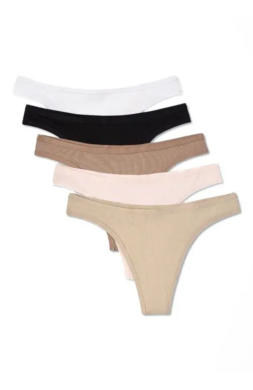 PACT Everyday Classic Fit Thong 5-pack Made With Organic Cotton - Core Edit