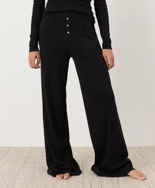 PACT Dream Rib Wide Leg Lounge Pant Made With Organic Cotton - Black