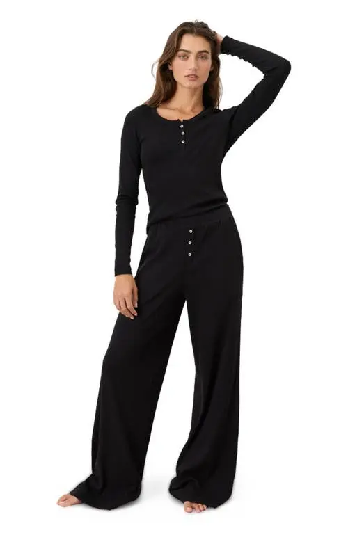 PACT Dream Rib Wide Leg Lounge Pant - Black