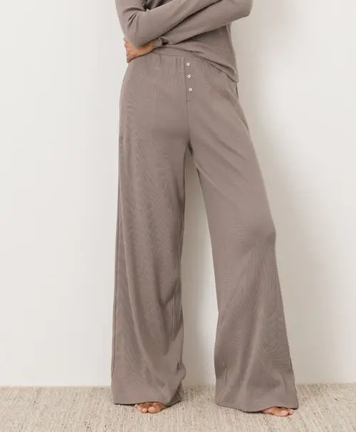 PACT Dream Rib Wide Leg Lounge Pant - Cinder