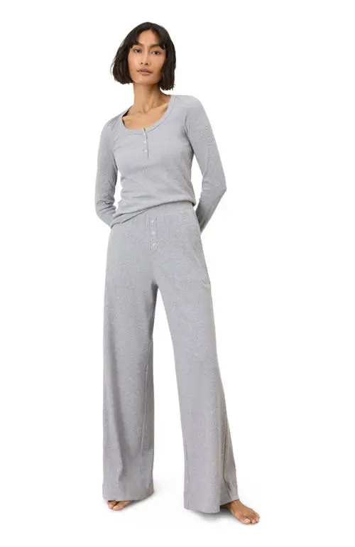 PACT Dream Rib Wide Leg Lounge Pant - Heather Grey
