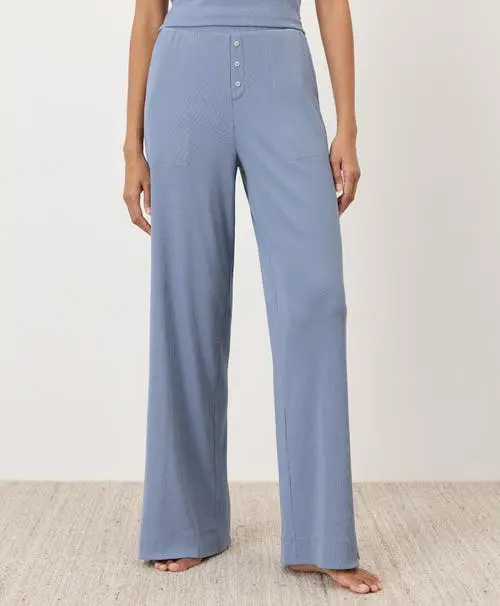 PACT Dream Rib Wide Leg Lounge Pant - Iris Blue