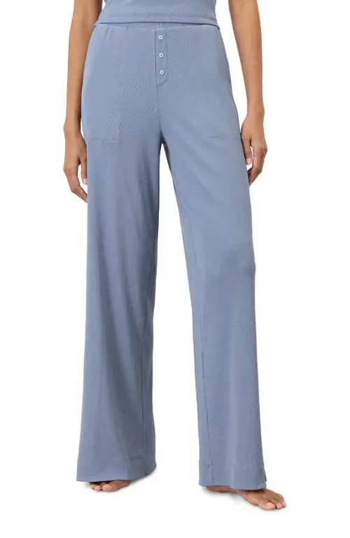 PACT Dream Rib Wide Leg Lounge Pant - Iris Blue