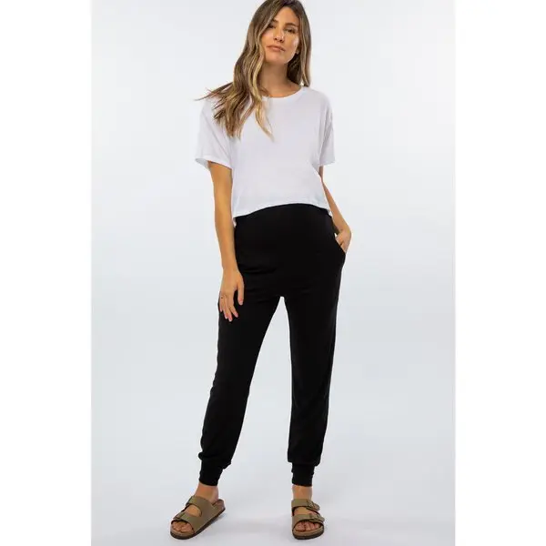 PINKBLUSH Maternity Jogger Pants With Side Pockets - Black