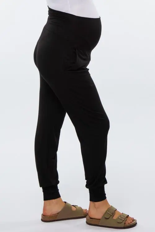PINKBLUSH Maternity Jogger Pants With Side Pockets - Black