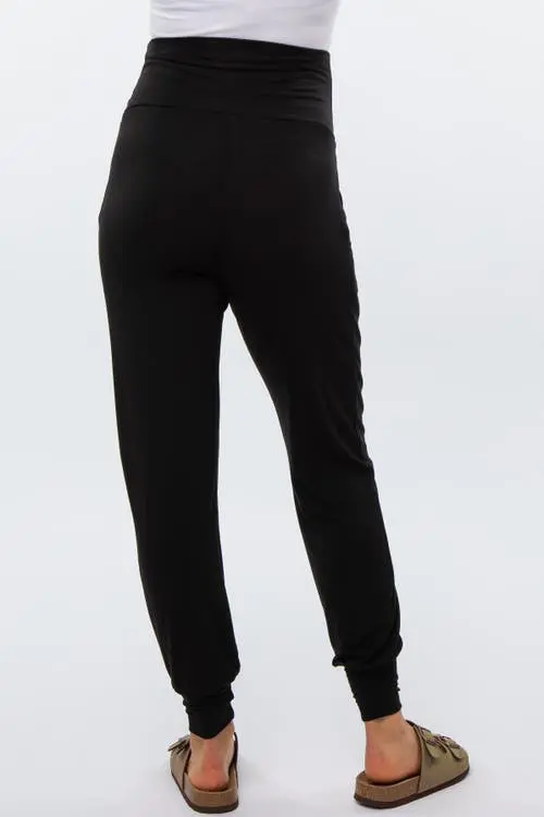 PINKBLUSH Maternity Jogger Pants With Side Pockets - Black