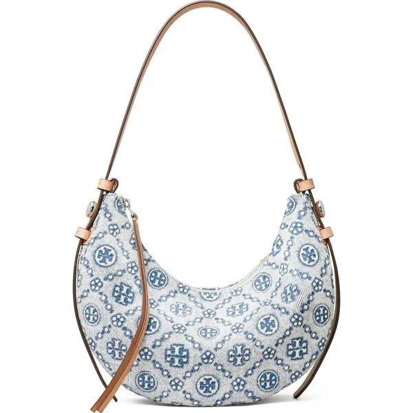 Tory Burch Romy Denim Half Moon Shoulder Bag
