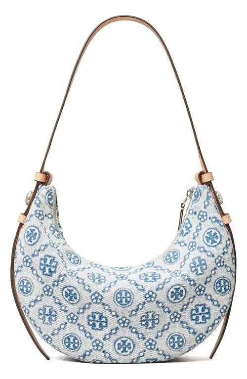 Tory Burch Romy Denim Half Moon Shoulder Bag