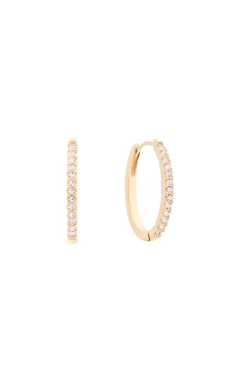 CUFFED BY NANO Rocky Stone Oval Hoop Earrings - Gold