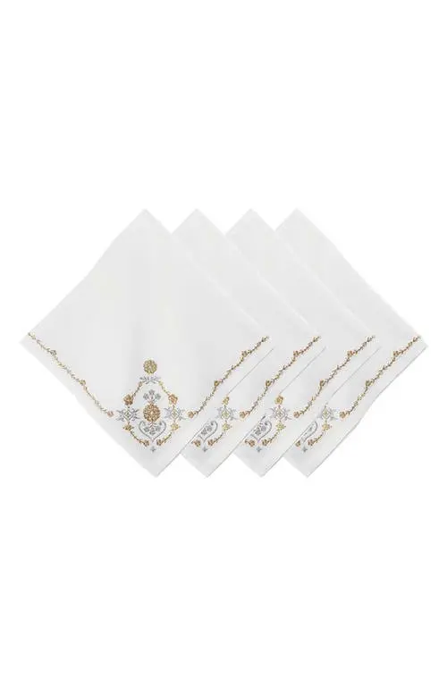JULISKA Heidi Set Of 4 Embroidered Cotton & Linen Napkins - Gold/silver