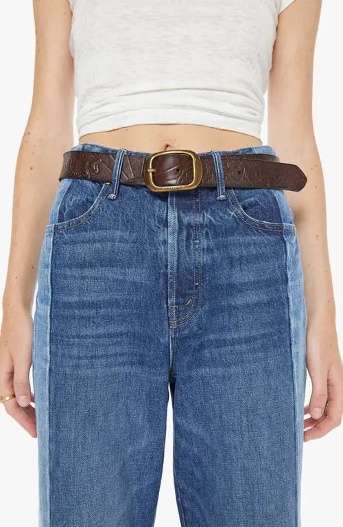 MOTHER The Magpie Embossed Leather Belt - Cognac