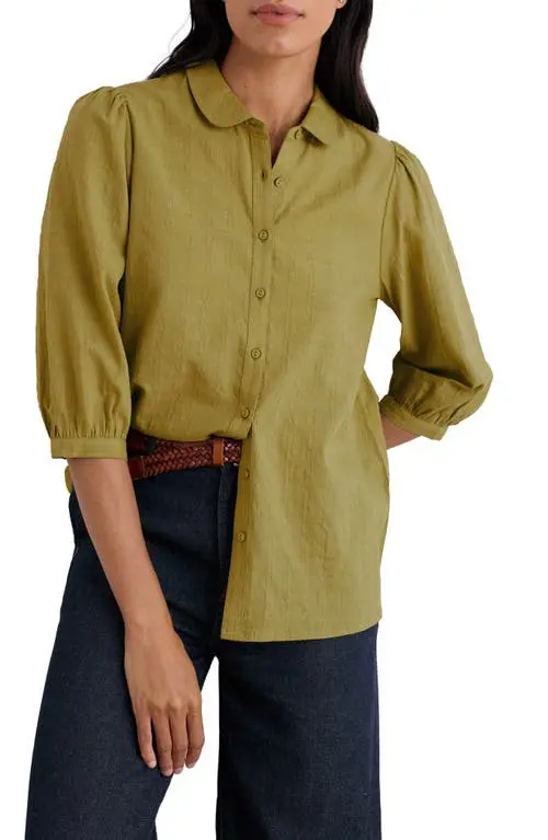 SEASALT CORNWALL Hope Cottage Ii Organic Cotton Button-up Shirt - Fennel