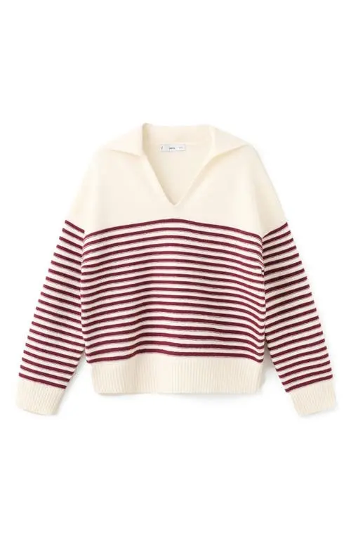Mango Striped Johnny Collar Sweater