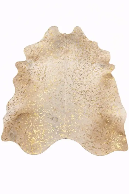 RHACAM Eco Hides Rh Rugs Luma Cowhide Rug 9'0" × 6'7" - Metallic Gold