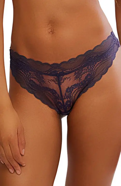 Free People Intimately Fp Spring Fever Sheer Lace Thong - Peacoat