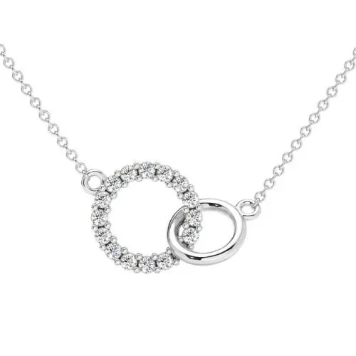 BLISS DIAMOND 1/3ct Mini Duet Circle Diamond 14k Gold Pendant Necklace - 14k Yellow Gold