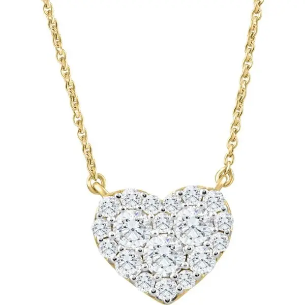 BLISS DIAMOND 1.00ctw Heart Lab Grown Diamond Pendant Necklace In 10k Gold - 10k Yellow Gold