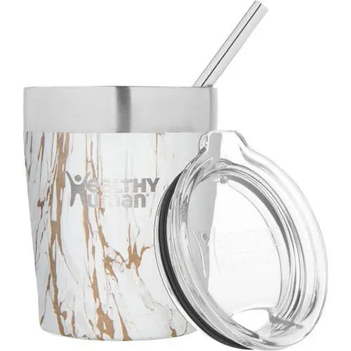 HEALTHY HUMAN Stainless Steel Tumbler With Straw - White