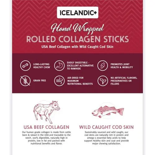 ICELANDIC+ 4 Inch Beef Rolled Collagen Stick With Cod Skin