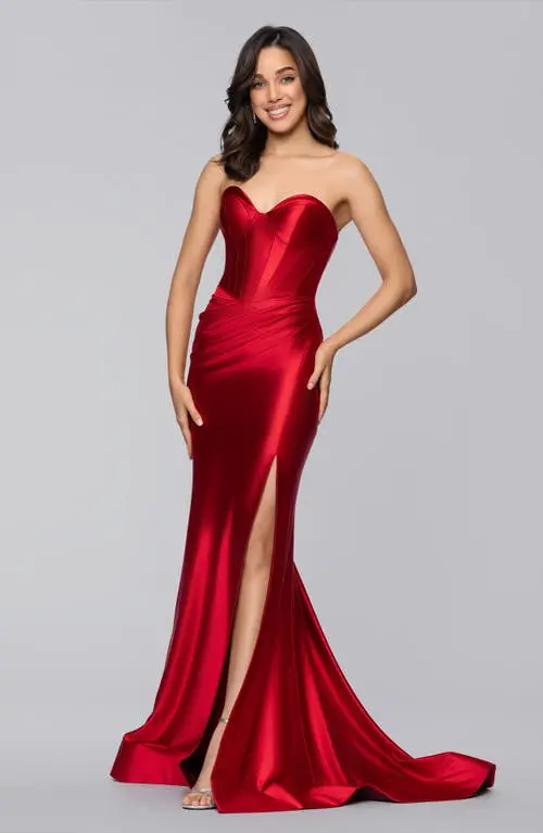 BLONDIE NITES Strapless Satin Gown