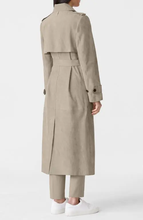 Mackage Double-breasted Suede Trench Coat