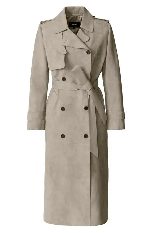 Mackage Double-breasted Suede Trench Coat