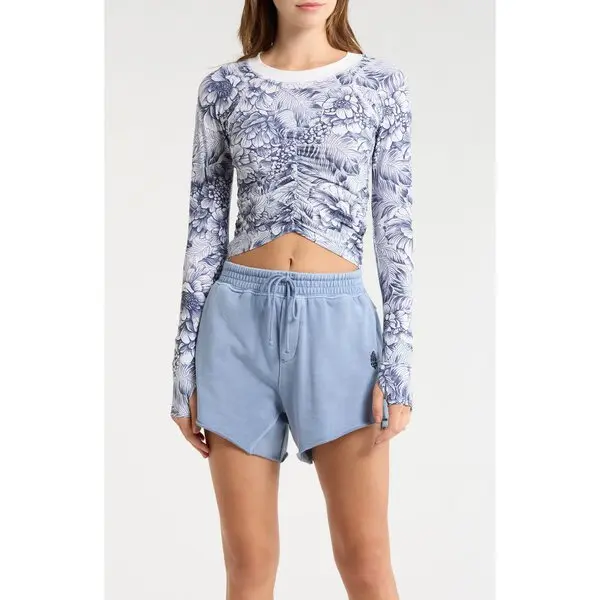 Free People Tempo Ruched Crop Top - Wildside Navy Combo
