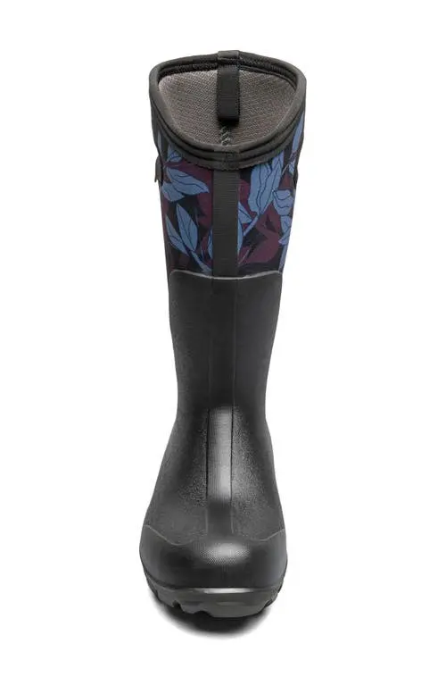 Bogs Classic Seamless Tall Rain Boots - Black/blue Leaves Multi