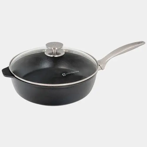 SWISS DIAMOND Chd Nonstick Saute Pan With Glass Lid - Black