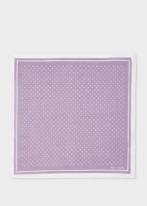Paul Smith Mauve Cotton Polka Dot Pocket Square