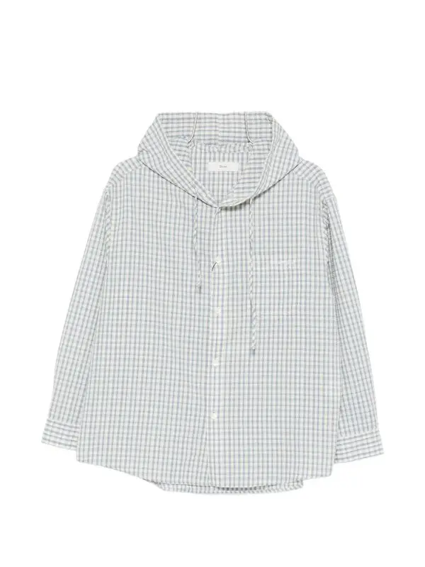 DUNST Checked Hooded Shirt - White